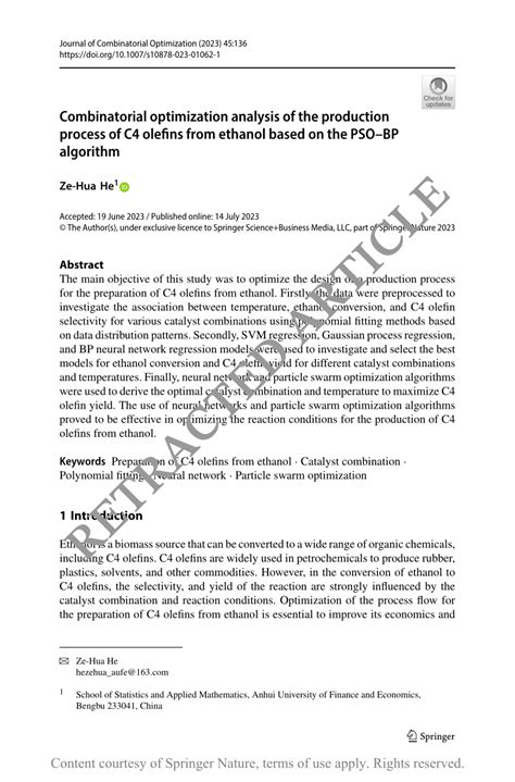 Combinatorial Optimization Analysis Of The Production Process Of C4 Olefins From Ethanol Based