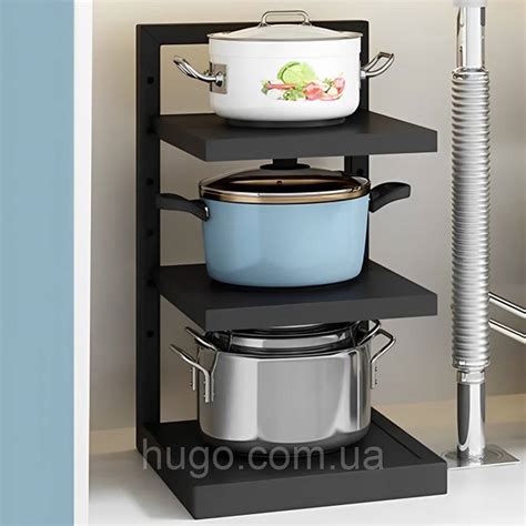 Кухонна полиця для зберігання посуду 3 рівні Kitchen Shelf For Storing Pots Полиця на кухню