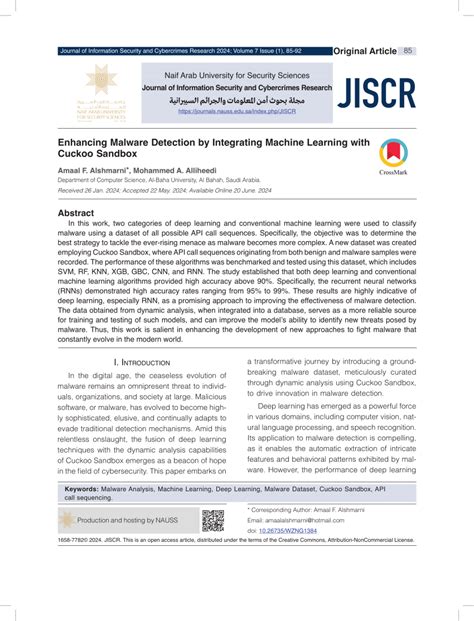Pdf Enhancing Malware Detection By Integrating Machine Learning With