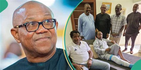 Photos Emerge As Peter Obi Visits Injured Ex Super Eagles Star Tijiani