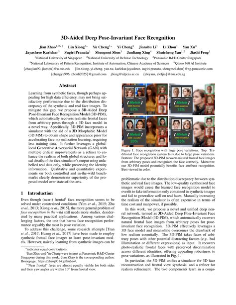 PDF D Aided Deep Pose Invariant Face Recognition