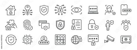 Safety Security Protection Thin Line Icons Editable Stroke For Website Marketing Design