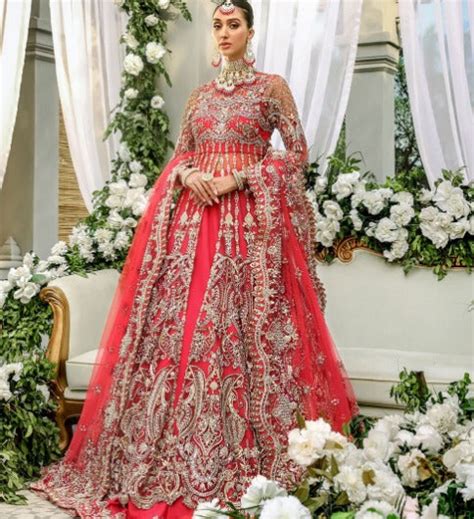 Nomi Ansari Pink Open Gown Lehenga Pakistani Wedding Dresses Nameera