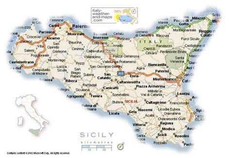 A Detailed Map Of Sicily Italy