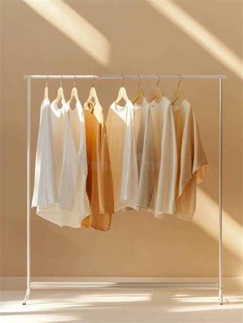Minimalist Clothing Rack Showcasing Neatly Arranged Garments Soft