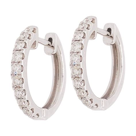14 Karat White Gold And 0 64 Carat Diamond Circle Drop Earrings For