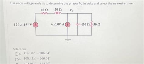 solved use node voltage analysis to determife the phasor vx