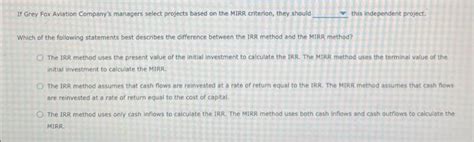 Solved 4 Modified Internal Rate Of Return Mirr The Irr