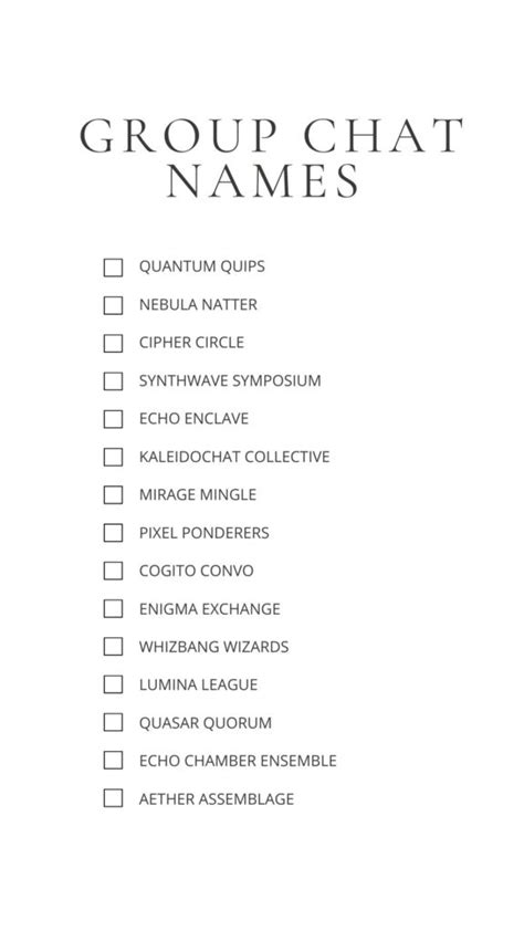 Printable Group Chat Names Lists With PDF Printables Hub