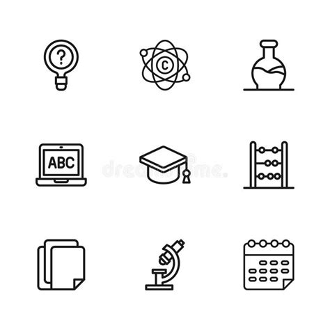 Set Line Microscope Abacus School Timetable Graduation Cap Test