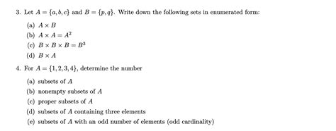 Solved 3 Let A Abc And B Pq Write Down The