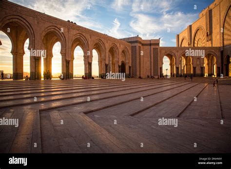 Esplanade Of The Hassan Ii Mosque Partly Erected Over The Sea In Arab