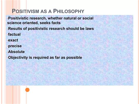 Positivist Approach To Research Pptx