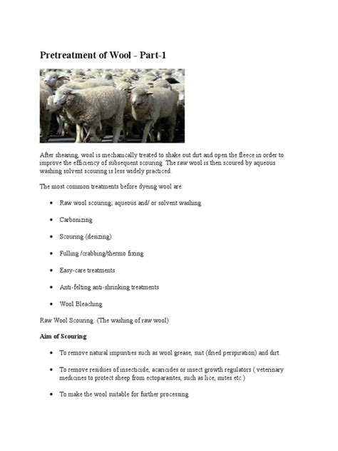 Pretreatment Of Wool Part 1 Pdf Wool Textiles