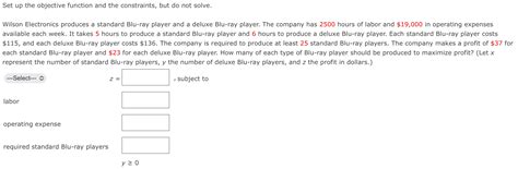 Solved Set Up The Objective Function And The Constraints