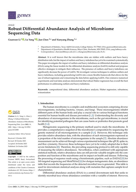 PDF Robust Differential Abundance Analysis Of Microbiome Sequencing Data