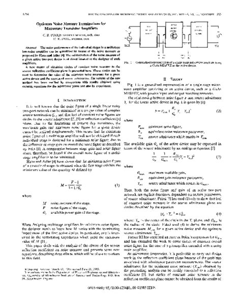 Pdf Optimum Noise Measure Terminations For Microwave Transistor Amplifiers