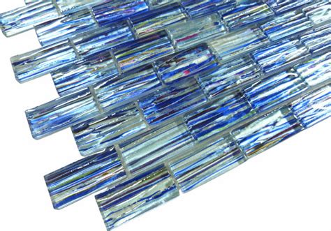 Tesoro Rainbow Streak Indigo Blue 1x2 Glossy Glass Tile Oasis Tile
