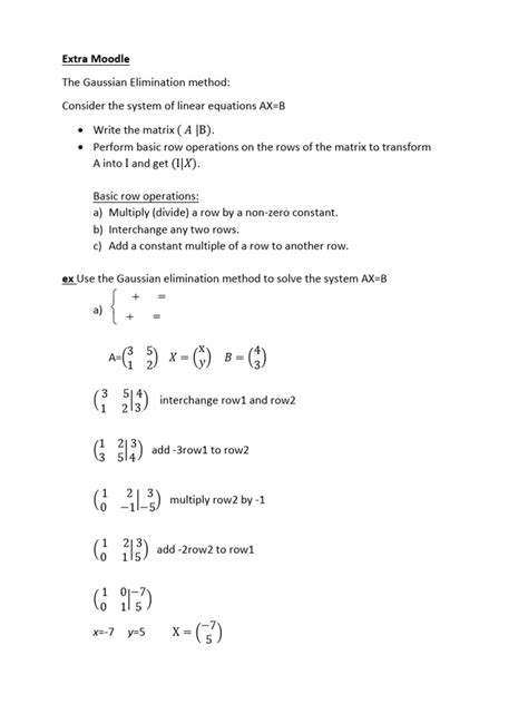 Gaussian Lecture Pdf System Of Linear Equations Mathematics Of