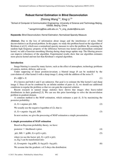 PDF Robust Kernel Estimation In Blind Deconvolution