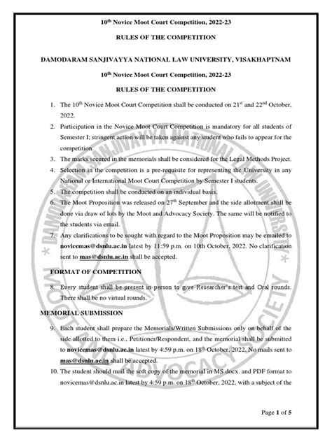 10th Novice Moot Court Competition Rules Pdf Justice Crime And Violence