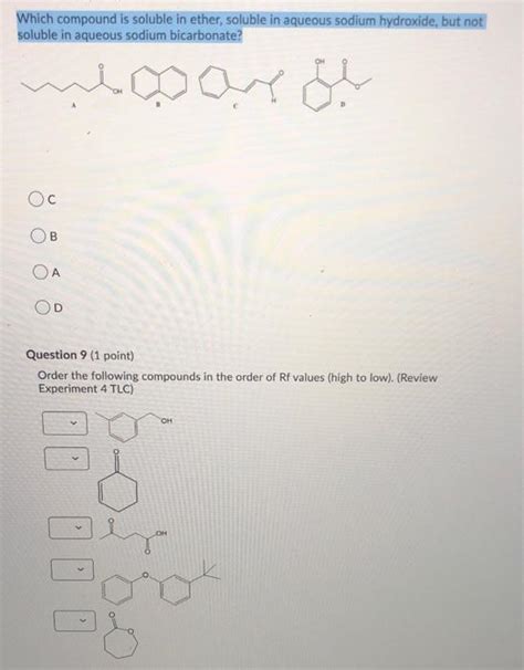 Solved Which Compound Is Soluble In Ether Soluble In