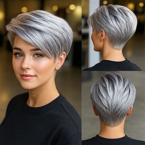 Rambut Dreaming Of A Sophisticated And Edgy New Look This Gorgeous Silver Pixie Cut With Its