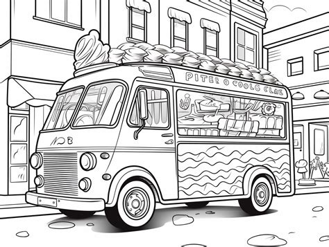 Vibrant Ice Cream Truck Coloring Coloring Page