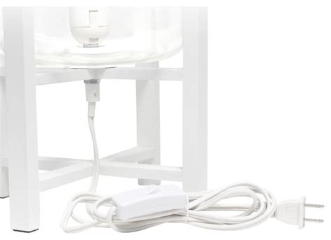 Simple Designs White Wood Mounted Table Lamp With Clear Glass Cylinder