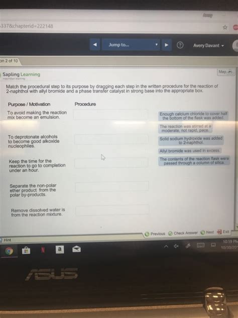 Solved Match The Procedural Step To Its Purpose By Dragging Chegg