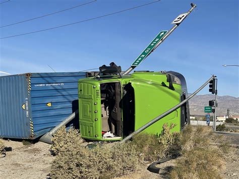Semi Truck Rolls Over Crashes Into Light Pole On Indian Canyon Off