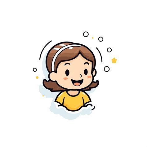 白い背景に隔離された可愛い女の子のベクトルイラスト プレミアムベクター