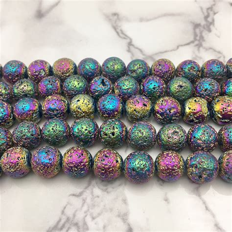 Rainbow Coated Lava Rock Stone Beads 6mm 8mm 10mm 155 Etsy