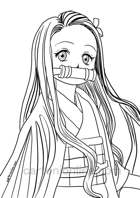 Dibujo De Nezuko Kamado De Demon Slayer Para Colorear Chibi Coloring