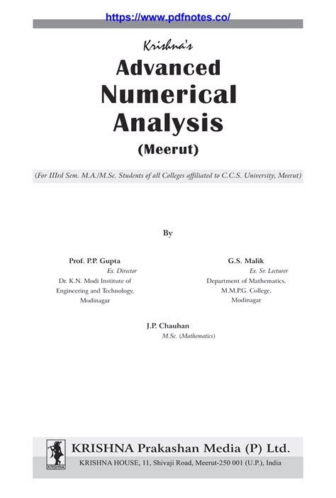 Advanced Numerical Analysis Krishna Series Pdf