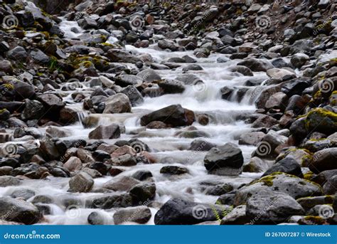 Stream Flowing Through Pebbles Long Exposure Stock Image Image Of