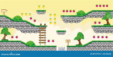 2d tileset platform game 6 stock vector illustration of games 38127016