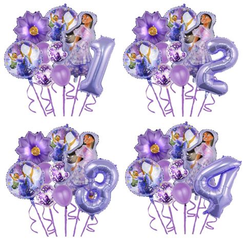 9pcs Encanto Mirabel Isabella Party Balloons Set 32inch Purple Number