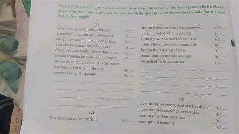 The Following Passages Have Errors In Each Line Identify The Incorrect W