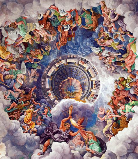 The Gods Of Olympus Ceiling Painting By Giulio Romano Pixels Merch