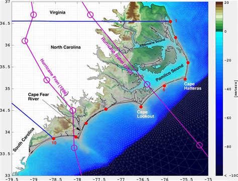Adcircs Finite Element Grid For The North Carolina Coast The Linear