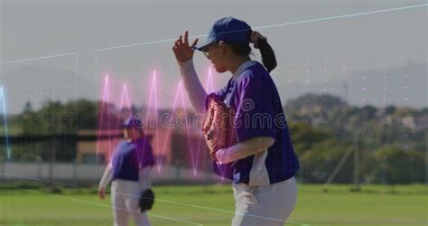 On Field Baseball Players With Pink Animation Data Visualization