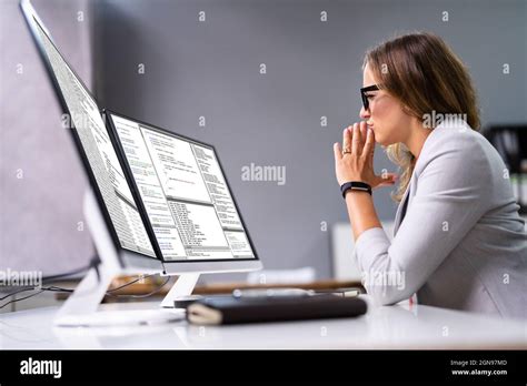 Developer Programmer Woman Coding Software On Computer Stock Photo Alamy