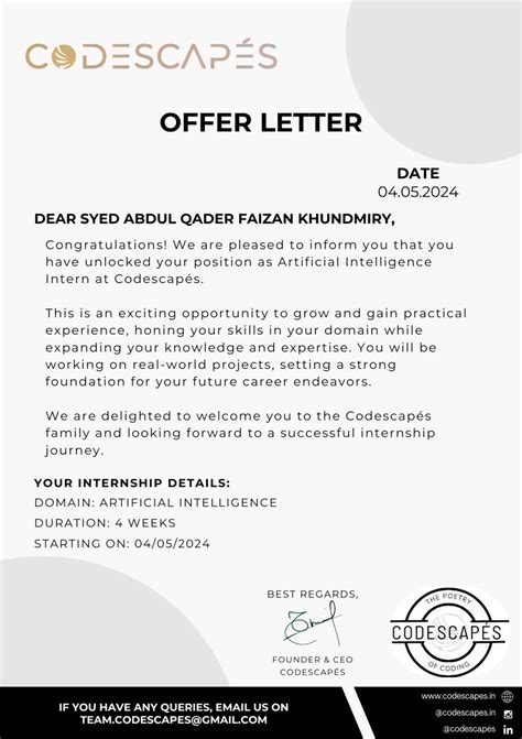 Syed Abdul Qader Faizan Khundmiry On Linkedin Excited To Share That Ive Received An Offer