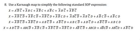 Solved Use A Karnaugh Map To Simplify The Following Standard Chegg