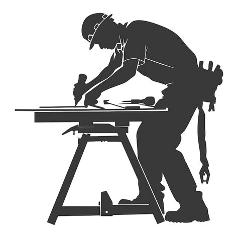 Premium Vector Silhouette Carpenter In Action Black Color Only Full Body