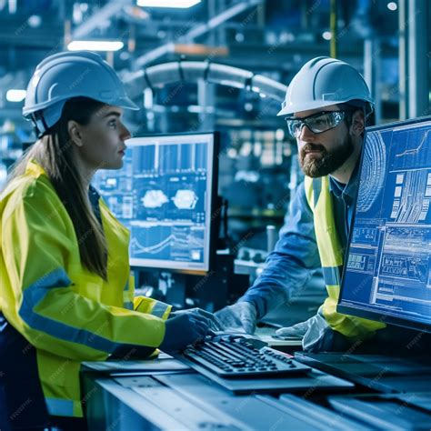 Engineers Using Data Analytics Software To Optimize Manufacturing Processes In Realtime