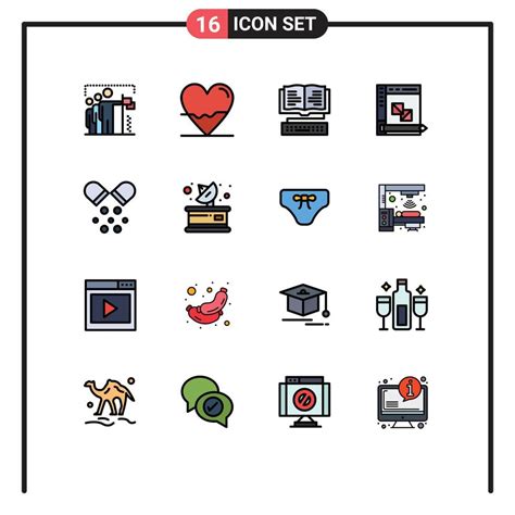 Set Of Commercial Flat Color Filled Lines Pack For Panel Develop Lab