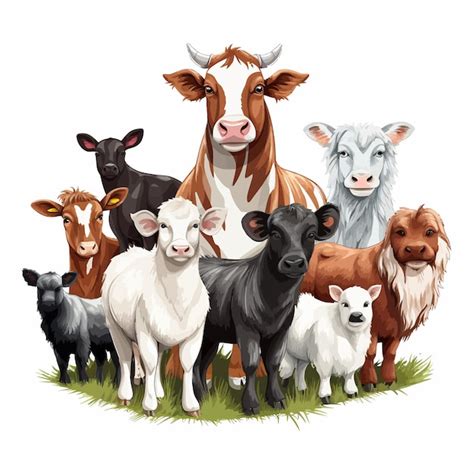Premium Vector Farmanimalswhitebackgroundvector