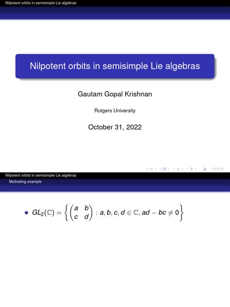 Nilpotent Orbits Pdf Lie Algebra Representation Theory